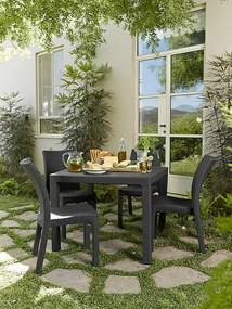 DEOKORK Zahradní stůl z umělého ratanu MANHATTAN 95x95 cm (antracit)