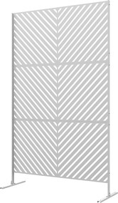 Outsunny Zahradní Dělící Stěna se 3 Díly s Inverzním Trojúhelníkovým Vzorem a Ocelovým Rámem pro Terasu a Zahradu 122x45x198 cm Bílá | Aosom