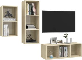3dílný set TV skříněk dub sonoma kompozitní dřevo 3079631