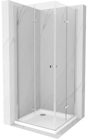 Mexen Lima Duo skládací sprchový kout 70 x 70 cm, Průhledné, Chromovaná + sprchová vanička Flat - 856-070-070-01-02-4010