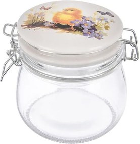 Skleněná dóza s keramickým víčkem a klipovým uzávěrem JARO kuře 0,5 l