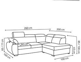 Sedací souprava BASTON | 260x200 cm | rozkládací + úložný prostor | VÝBĚR TKANIN