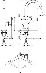 Hansgrohe Rebris S Umyvadlová baterie s výpustí, chrom 72536000