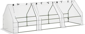 Outsunny Zahradní Skleník 270x90x90 cm s 3 Okny, Ocelová Rámová Zahrada pro Pěstování Rostlin, Květin a Rajčat | Aosom