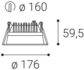 LED2 2250643D Zeta M, černé svítidlo pro zapuštění, 25W LED 4000K DALI, ⌀17,6cm, IP44