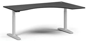 Výškově nastavitelný stůl, elektrický, 675-1325 mm, ergonomický pravý, deska 1800x1200 mm, bílá podnož, grafit