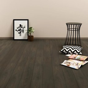 Samolepící podlahová prkna 4,46 m² 3 mm PVC tmavě hnědá,  143875
