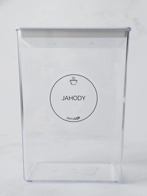 JAHODY – průhledná samolepka na dózu, základní písmo, 5 cm | DomaLEP