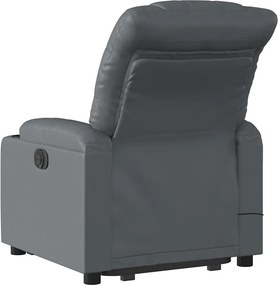 Zvedací masážní polohovací křeslo šedé umělá kůže 3206609