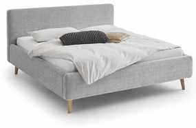 Dvoulůžková postel taupe s úložným prostorem 160 x 200 cm chenille šedá MUZZA