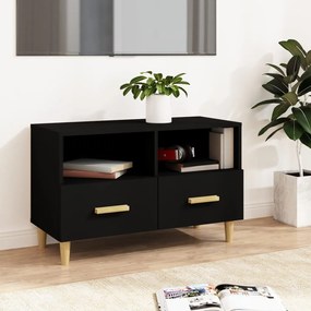Tv Skříňka Černá 80 X 36 X 50 Cm Kompozitní Dřevo - Kouřový dub