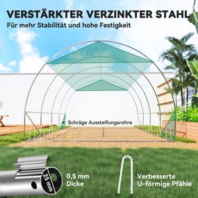 polytunelový skleník 4 x 3 x 2 m s ochrannou sítí proti slunci, rolovací boční stěny, plastový kryt, ocelový rám, zelený