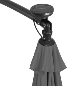 Zahradní slunečník s led osvětlením 290 cm, šedý SPRINGOS ATENA GU0046