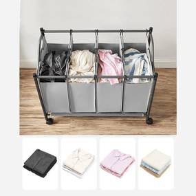 Prádelní koš na kolečkách 4 x 35l, se 4 vyjímatelnými taškami, šedá