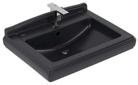 Villeroy & Boch Hommage - Umyvadlo 75x58 cm, s přepadem, otvor pro baterii, CeramicPlus, Pure Black 710175R7