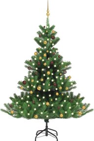 vidaXL Umělý vánoční stromek normandská jedle LED a koule zelený 210cm [3077647] Barva: zlatá
