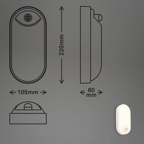 BRILO 3830016 Ruch LED venkovní nástěnné svítidlo, pohybové čidlo, IP65, bílé - BRILO