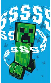 Carbotex Dětský ručník MINECRAFT CREEPER EXPLODE, modrý, froté, 30x50cm