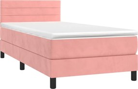 Box spring postel s matrací růžová 90x200 cm samet 3141346