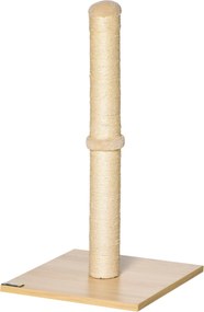 PawHut Škrabadlo pro Kočky - Sloupec na Škrábání ze Sisalu, Stabilní Škrabací Strom, Hračky pro Kočky se Závěsnou Kuličkou, 60 cm, Dřevotřískové desky