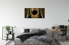 Obrazy na plátně 2 láhve sklenice na víno 120x60 cm