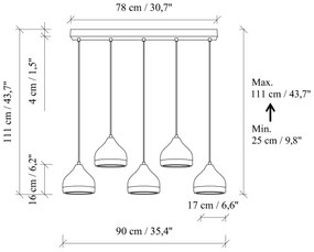 Lustr na lanku YILDO 5xE27/40W/230V černá/zlatá