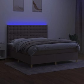 Box spring postel s matrací a LED taupe 180x200 cm textil 3135777