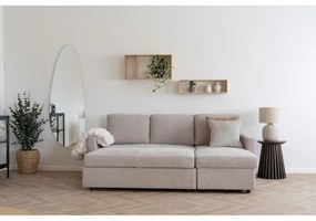 House Nordic Třímístná rozkládací pohovka BELFAST béžová 218 cm pravá