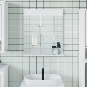 Koupelnové zrcadlo s policí BERG bílé 60x12x70 cm masivní dřevo - Default Title