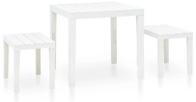 48777 vidaXL Zahradní stůl se 2 lavicemi plast bílý