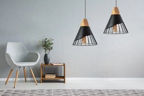 Toolight - Skandidávská závěsná stropní lampa 1xE27 APP223-1CP, černá-hnědá, OSW-00890