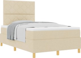 Postel s boxspringem s čelo Krémová 120 x 190 cm textil 3339684