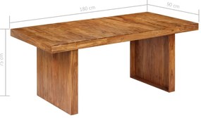 vidaXL Jídelní stůl 180 x 90 x 75 cm masivní akáciové dřevo