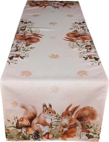 Ubrus Veverky v podzimním lese 40 × 140 cm