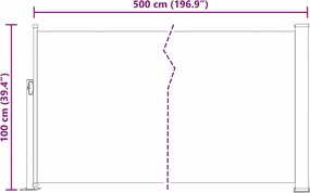 vidaXL Zatahovací boční markýza/zástěna na terasu 100 x 500 cm [48382] Barva: Černá