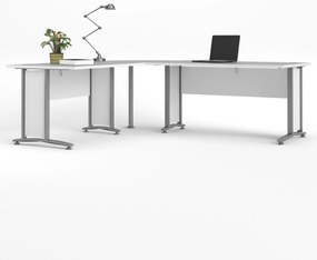 FN Rohový psací stůl Office 80400/72 bílá/silver grey