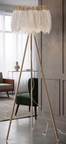 Stojací lampa Feather 147 cm bílá/zlatá