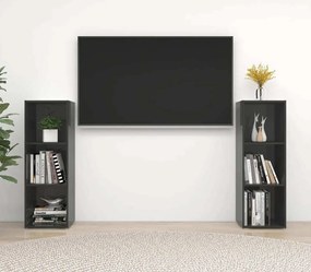 vidaXL TV skříňky 2 ks 107 x 35 x 37 cm dřevotříska [3079915] Barva: šedá s vysokým leskem