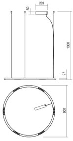 Redo 01-2205 závěsné LED svítidlo Union pískově bílá, 50W, 3000K, ø90cm