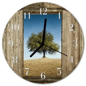 Nástenné skleněné hodiny strom fi 30 cm