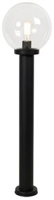 Venkovní sloupková lampa černá s čirou koulí 100 cm IP44 - Sfera