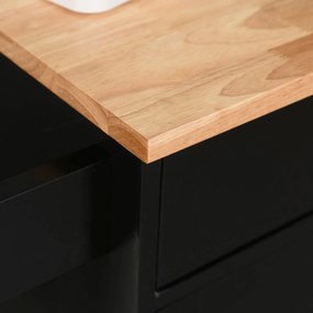 HOMCOM Kuchyňský vozík na kolečkách, Servírovací vozík, Kuchyňský ostrůvek s šuplíkem, skříňkou a držákem na utěrky - 83Š x 45H x 91,5V cm Černý | Aos