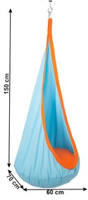 Závěsné houpací křeslo, modrá/oranžová, SIESTA TYP 1