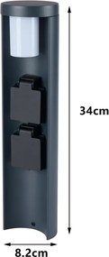 BRILAGI - Venkovní lampa se 2 zásuvkami SCHUKO PILLAR 1xG9/11W/230V IP44 antrac