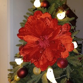Dekorace umělý květ, 47 cm, červená