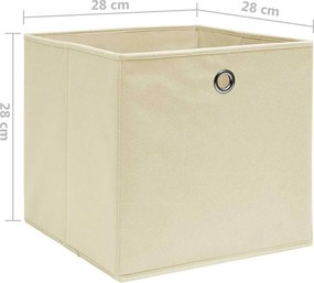 Úložné boxy 4 ks netkaná textilie 28 x 28 x 28 cm krémové 325215