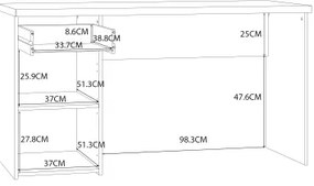 Psací stůl GINO bílá/dub sonoma