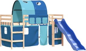 vidaXL Dětská patrová postel s tunelem 80x200 cm borovice [3207037] Barva: Přírodní a modrá