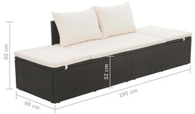 Zahradní postel černá 195 x 60 cm polyratan - Default Title