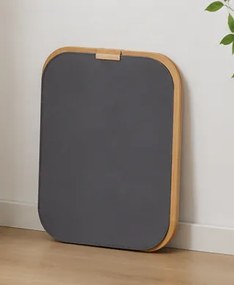 koš na prádlo, objem 75 l, s víkem, skládací, oxford/bambus, 49x45x35 cm, šedá/přírodní, Dekorino KP20260011